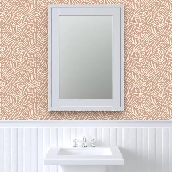 Spoonflower Terra Cotta Geometric Abstract Neutral Artistic Custom Pre-pasted Wallpaper - Beige,brown