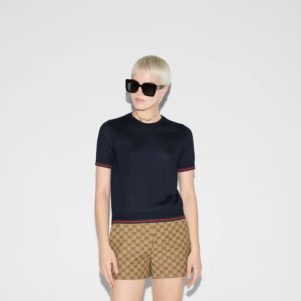 Gucci Cashmere Silk Knit Top - Blue