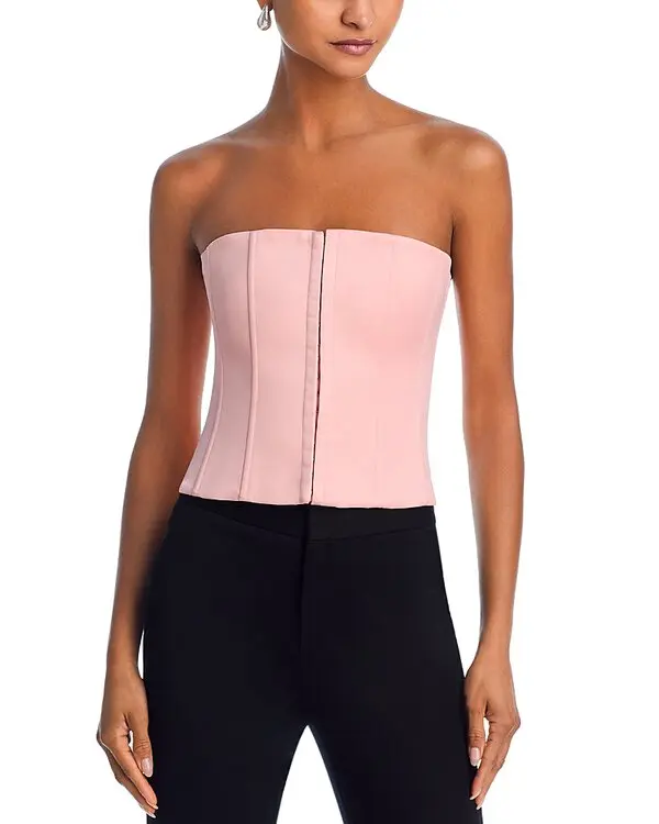 GUIZIO Satin Corset Top - Light Pink