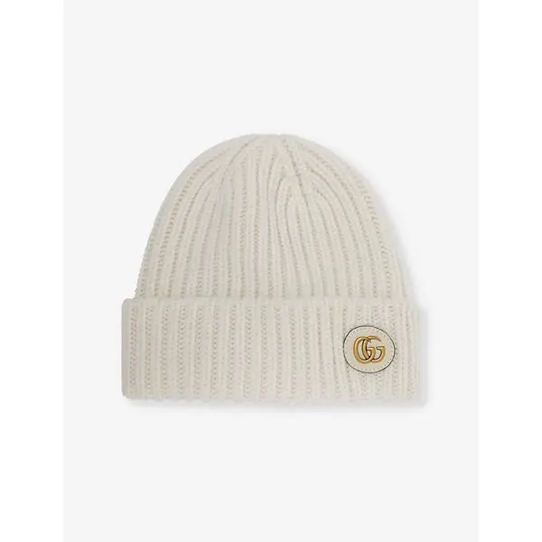 Gucci Double G Ribbed Wool-blend Beanie - Ivory
