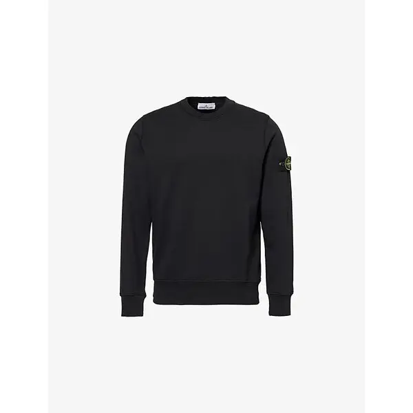 Stone Island Crewneck Cotton-jersey Sweatshirt - Black
