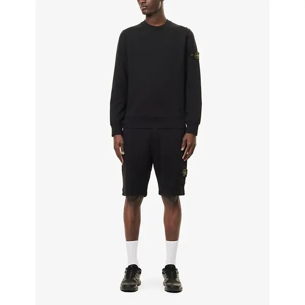 Stone Island Crewneck Cotton-jersey Sweatshirt - Black
