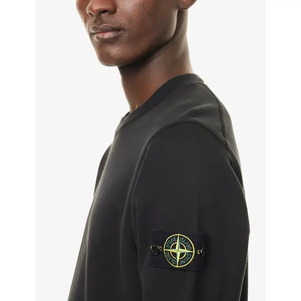 Stone Island Crewneck Cotton-jersey Sweatshirt - Black