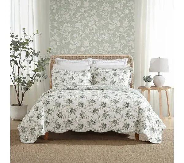 Laura Ashley Portland Floral Green Full/queen Q Uilt Sham Set - One-color