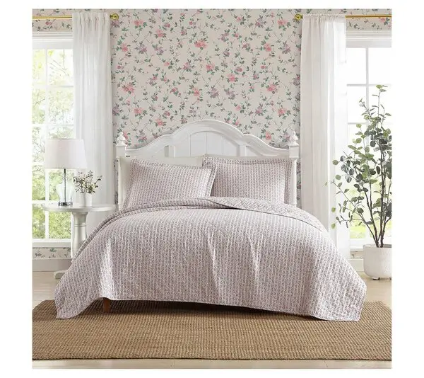 Laura Ashley Marta Stripe Pink-green Twin Quilt Sham Set - One-color