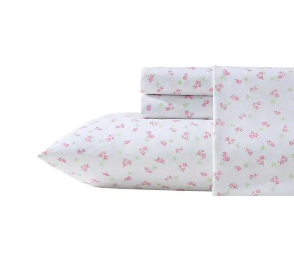 Laura Ashley Busy Bee Pink-green Twin Xl Sheet Et - One-color