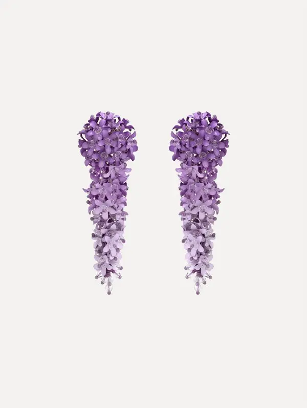 Oscar De La Renta Cascading Flower Earrings - Purple