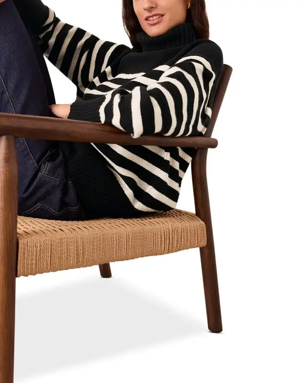 Whistles High Neck Striped Wool Sweater - Black/multi