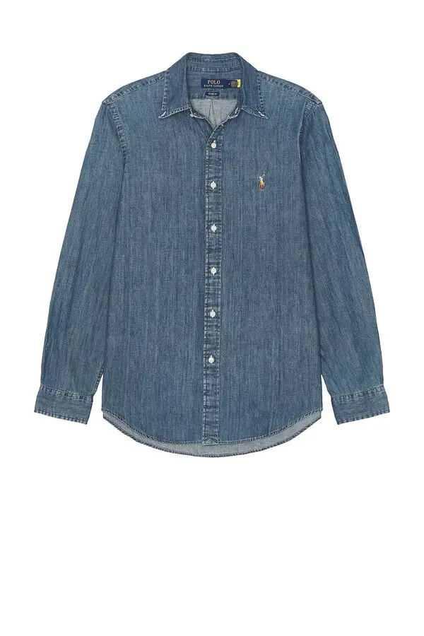 Polo Ralph Lauren Sport Shirt In Blue - Denim