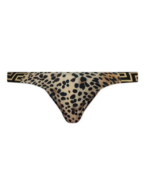 Versace Leopard-print Bikini Bottom - Black