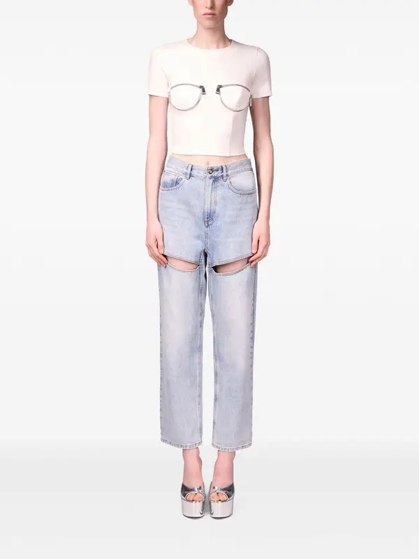 AREA Slit Straight Leg Jeans
