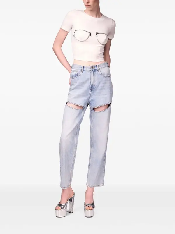 AREA Slit Straight Leg Jeans