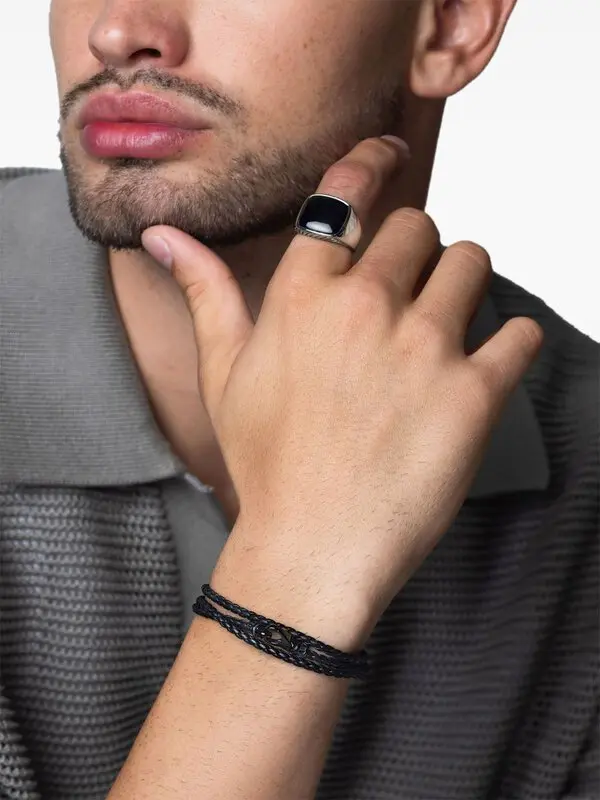 NIALAYA JEWELRY Onyx Signet Ring - Silver