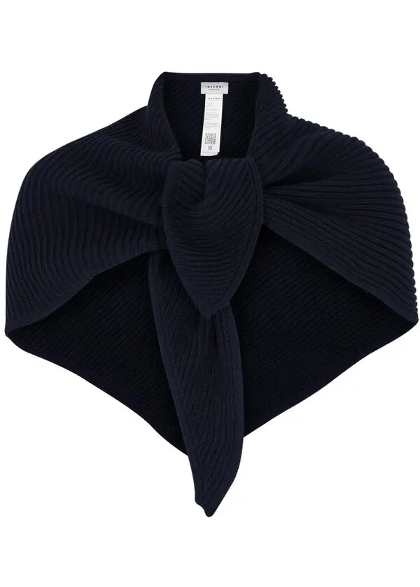 Inverni Ribbed Cashmere Shawl - Navy