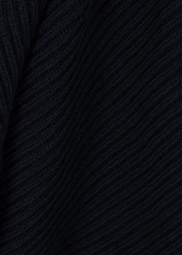 Inverni Ribbed Cashmere Shawl - Navy