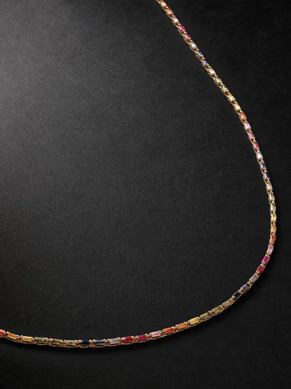 SUZANNE KALAN 18-karat Rose Sapphire Tennis Necklace - Gold