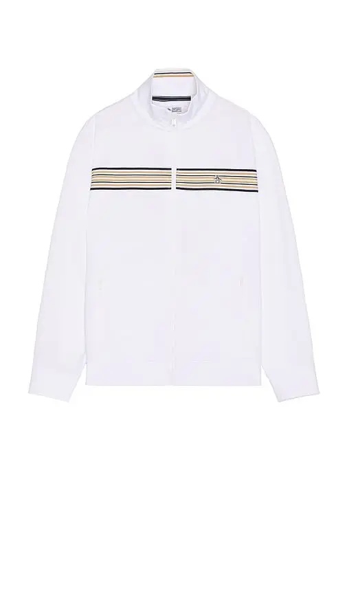 ORIGINAL PENGUIN Chest Stripe Tape Track Jacket - Bright White