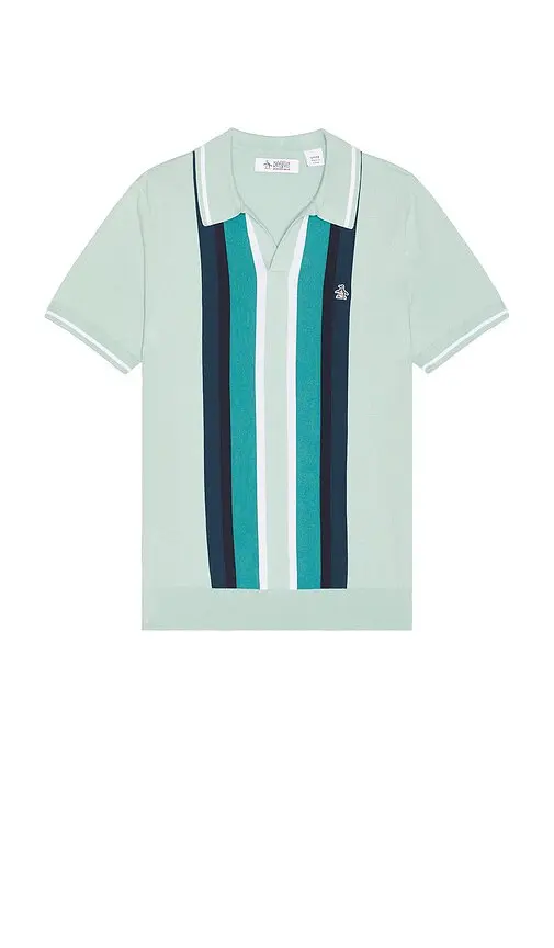 ORIGINAL PENGUIN Vertical Stripe Johnny Collar Polo In Blue - Blue Haze