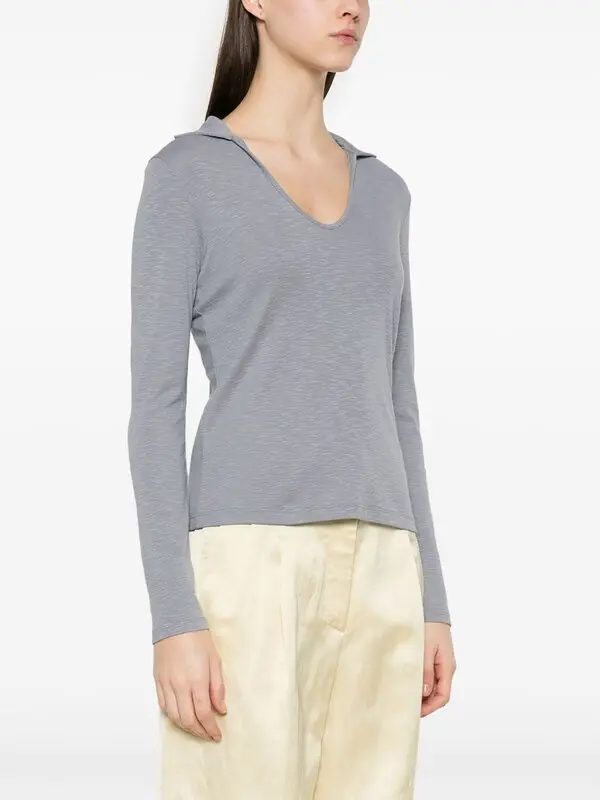 Vince Open-neck Long-sleeve Polo Top