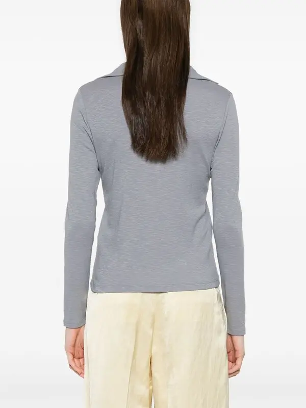 Vince Open-neck Long-sleeve Polo Top