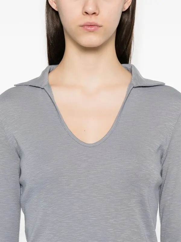 Vince Open-neck Long-sleeve Polo Top