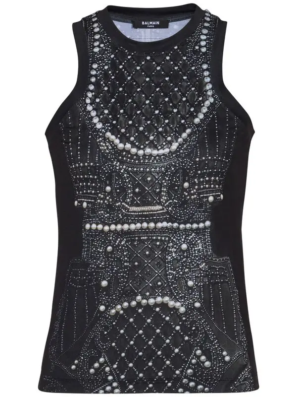 Balmain Embroidery-print Tank Top