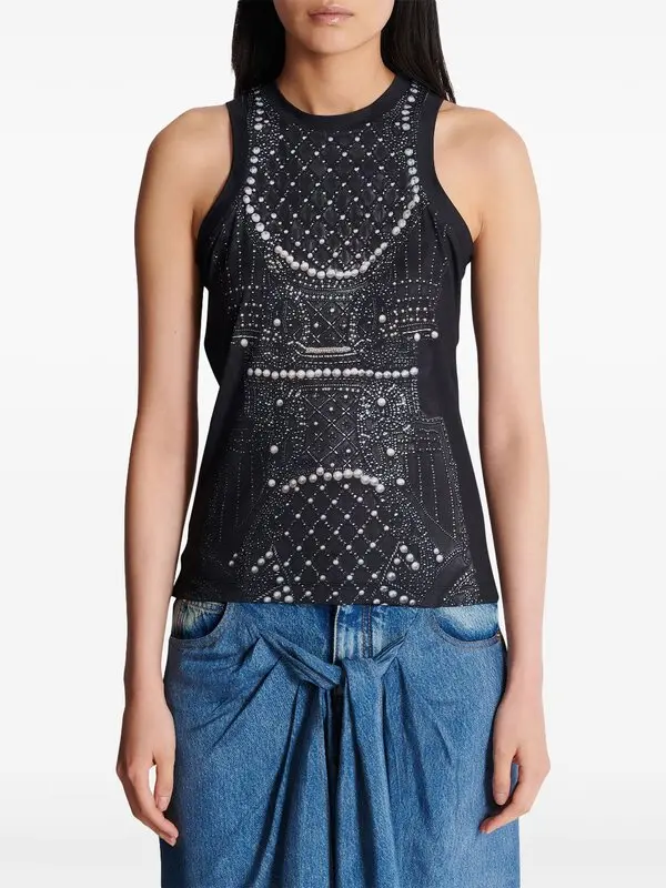 Balmain Embroidery-print Tank Top