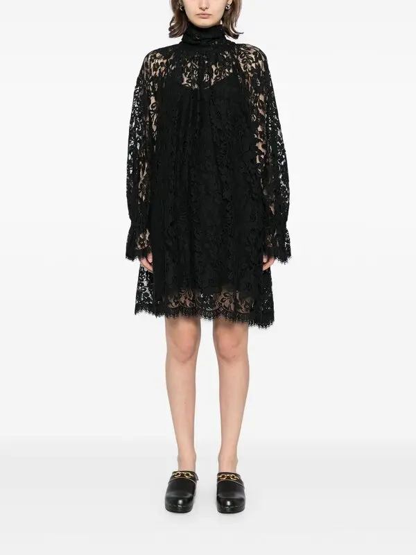 Chlo Gathered Lace Dress In Black - 32% Off | Editorialist