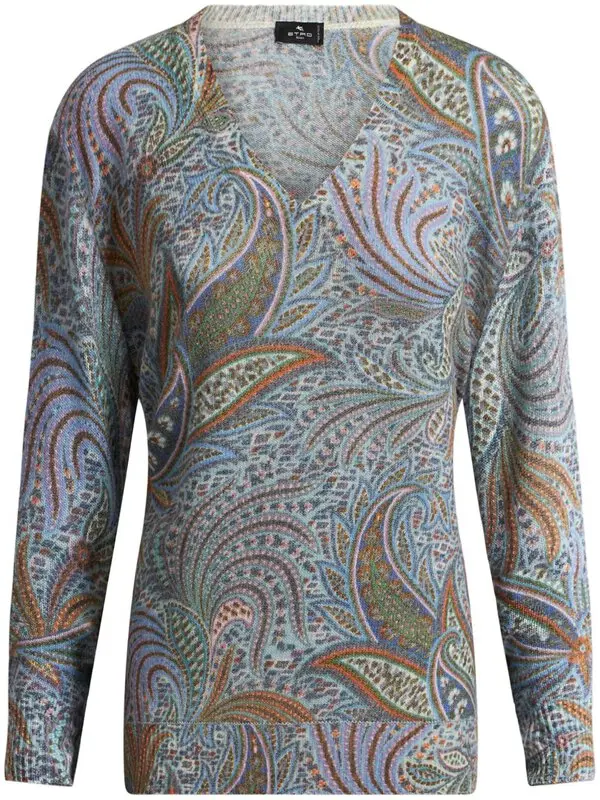Etro Foliage Print Jumper - Blue