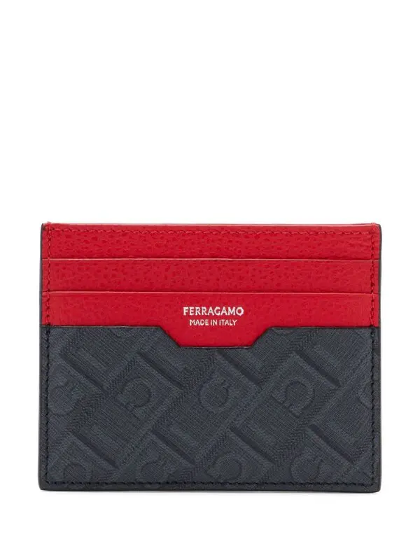 FERRAGAMO Gancini-print Card Holder - Grey