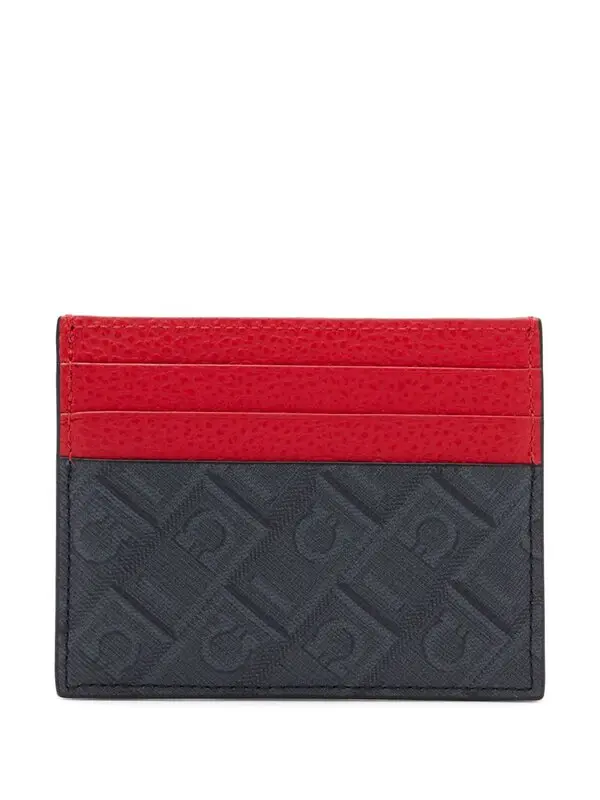 FERRAGAMO Embossed Leather Cardholder - Grey