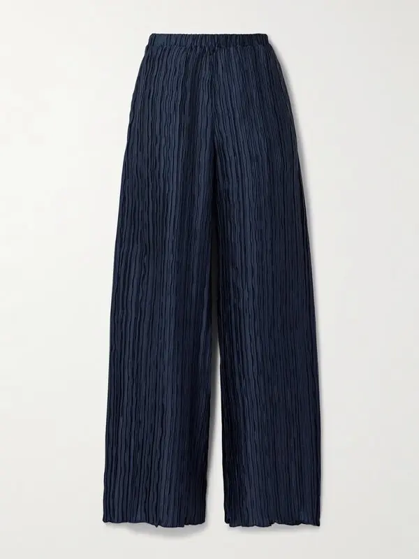 16Arlington Mandrake Plissé-satin Wide-leg Pants