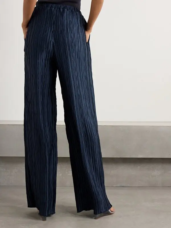 16Arlington Mandrake Plissé-satin Wide-leg Pants