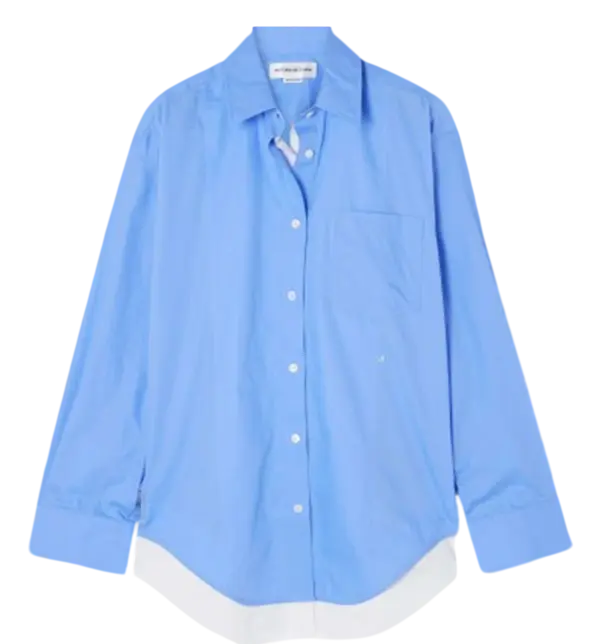 Victoria Beckham Layered Cotton-poplin Shirt - Blue