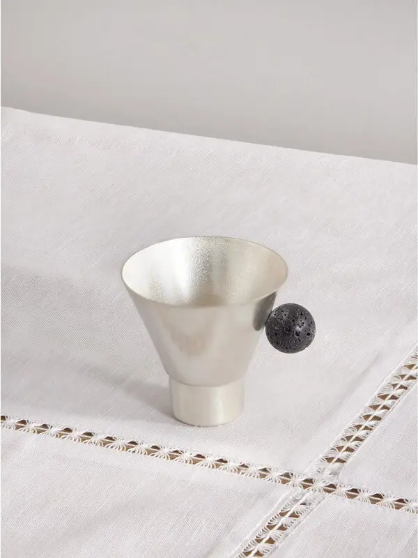 NATALIA CRIADO Lava -plated And Lava Stone Cup - Silver