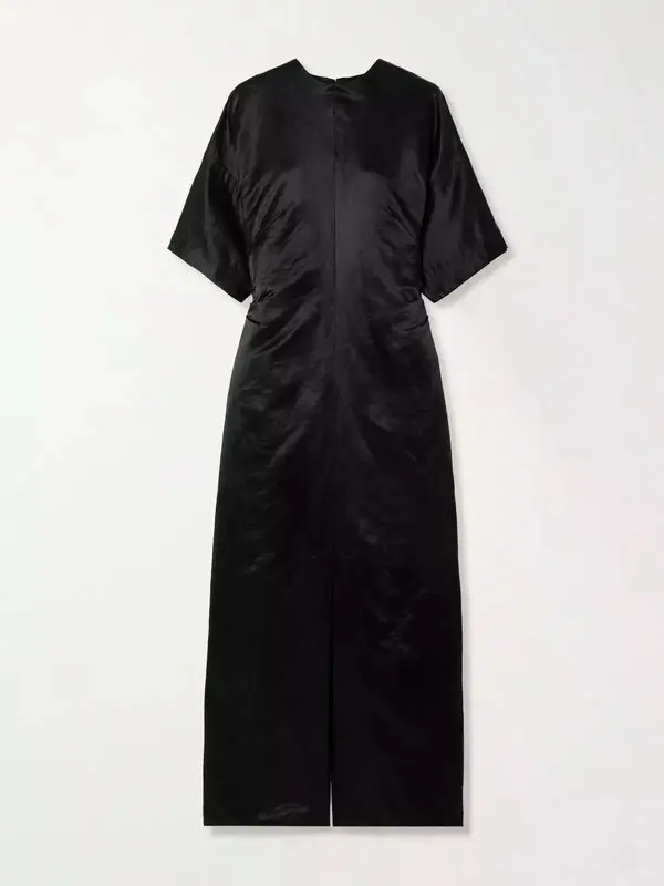 chinese dress ladies Floral Linen Satin Kaftan Dress – Elegant Daywear Comfort main image 1