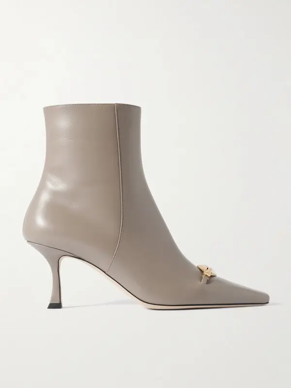 JIMMY CHOO Ryker 70 Embellished Leather Ankle Boots - Neutrals
