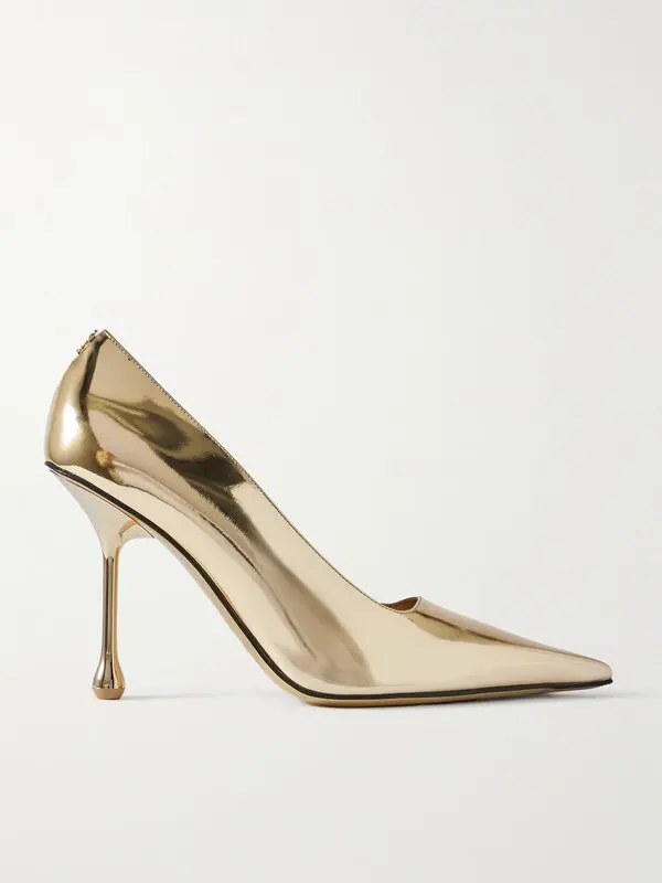 JIMMY CHOO Ixia 95 Mirrored-leather Pumps
