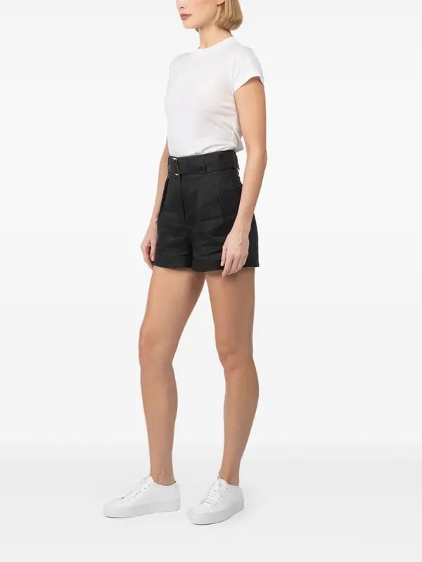 HEVRON Linen Belted Shorts