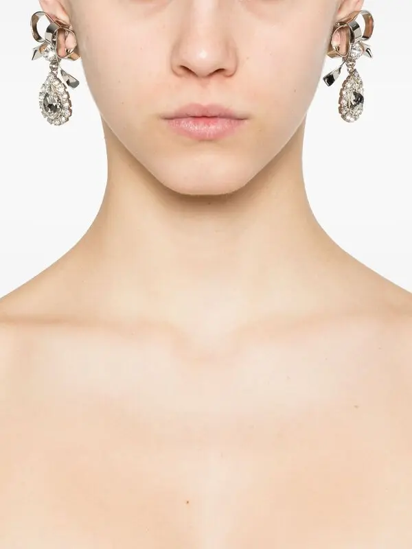 Alessandra Rich Crystal-embellished Bow Drop Earrings