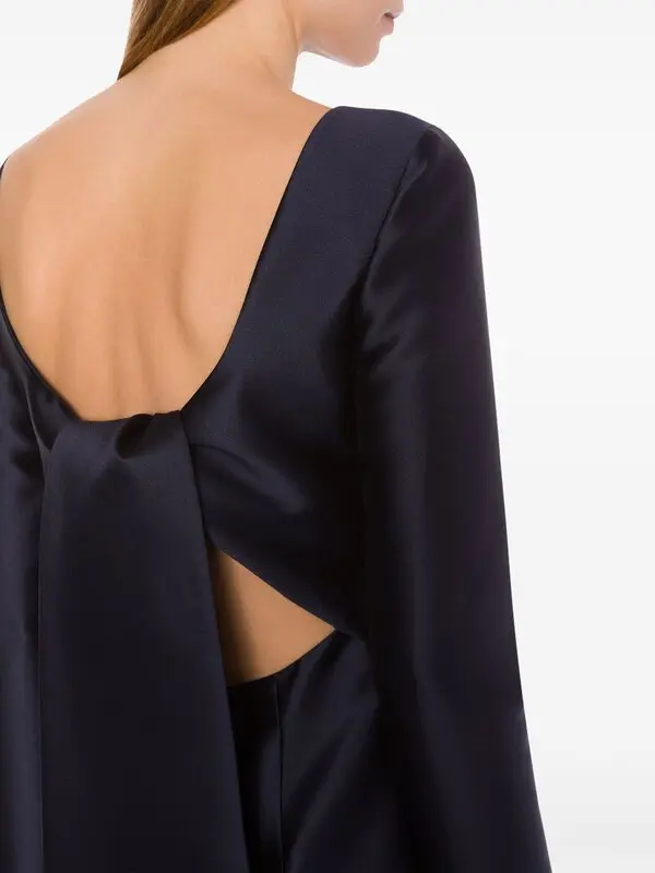 white backless summer dress A Line V Neck Backless Navy Blue Long Prom Dresses with High Slit, Backless  Navy Blue Formal Dress, Navy Blue Evening Dress main image 1