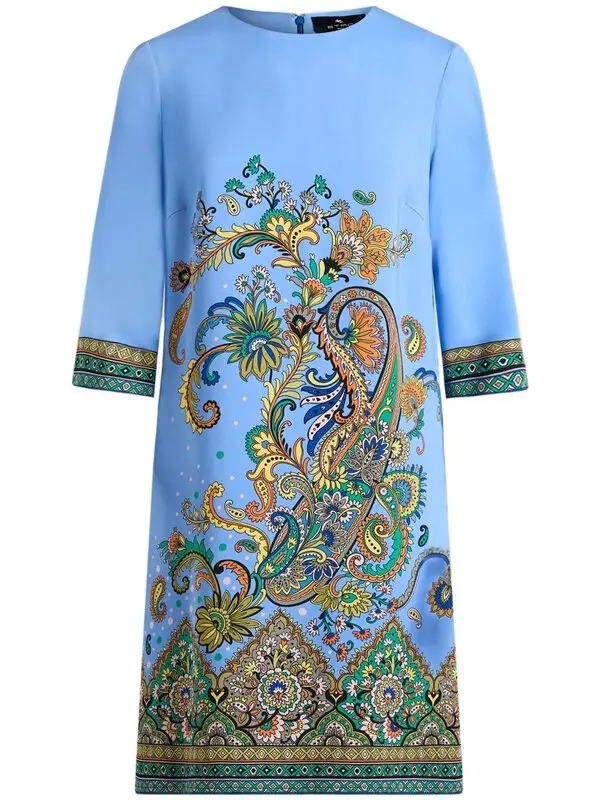 Etro Floral Paisley Print Knee-length Dress - Blue