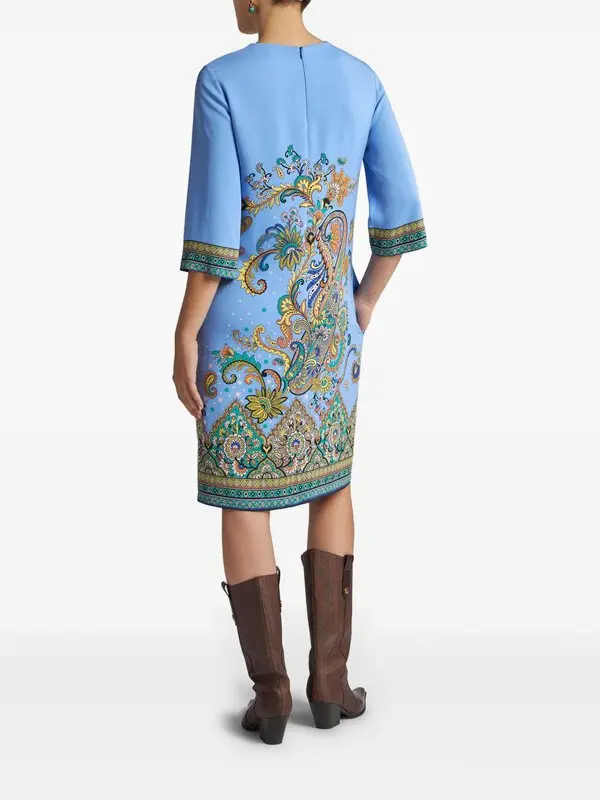 Etro Floral Paisley Print Knee-length Dress - Blue