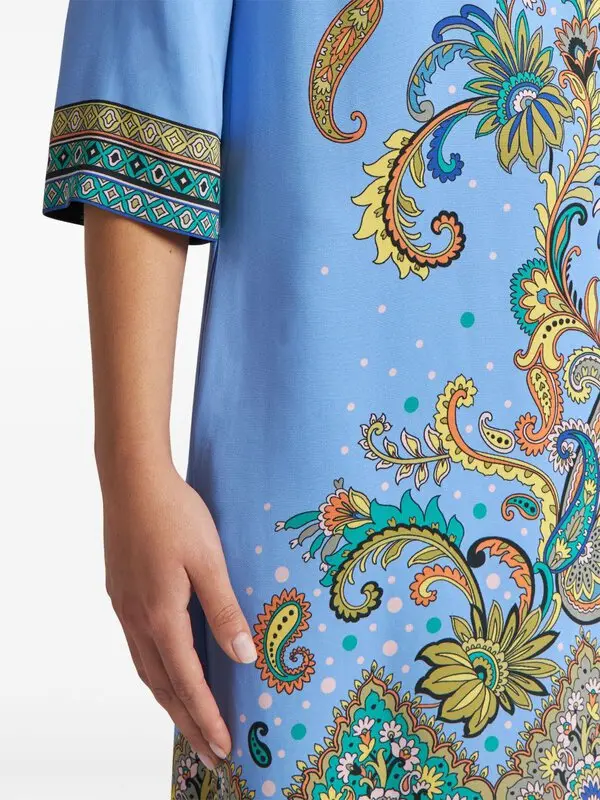 Etro Floral Paisley Print Knee-length Dress - Blue