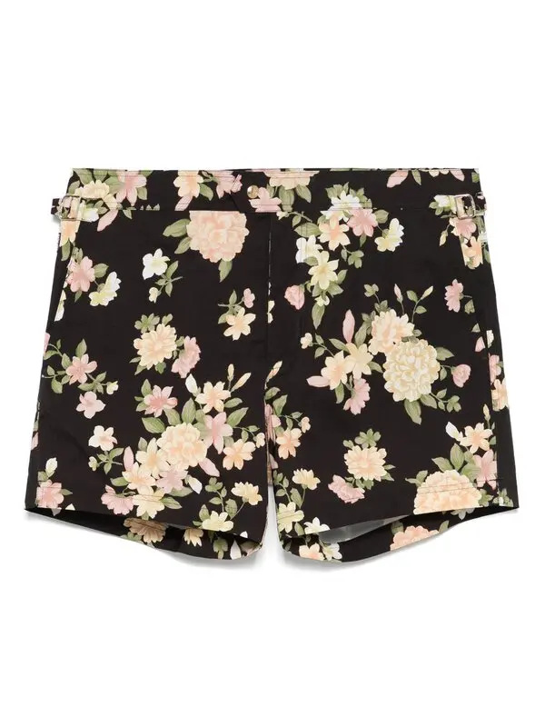 TOM FORD Floral-print Swim Shorts - Black