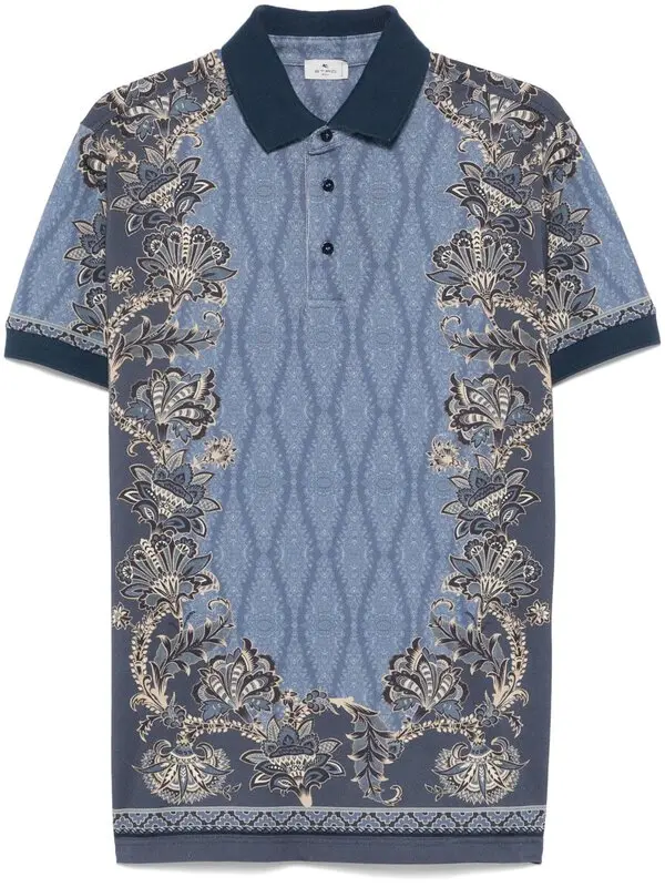Etro Paisley-print Polo Shirt - Blue