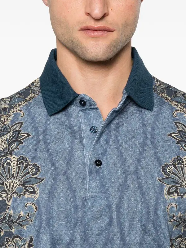 Etro Paisley-print Polo Shirt - Blue