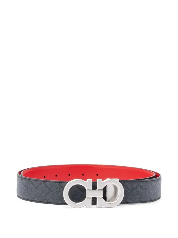 FERRAGAMO Gancini Leather Belt - Grey