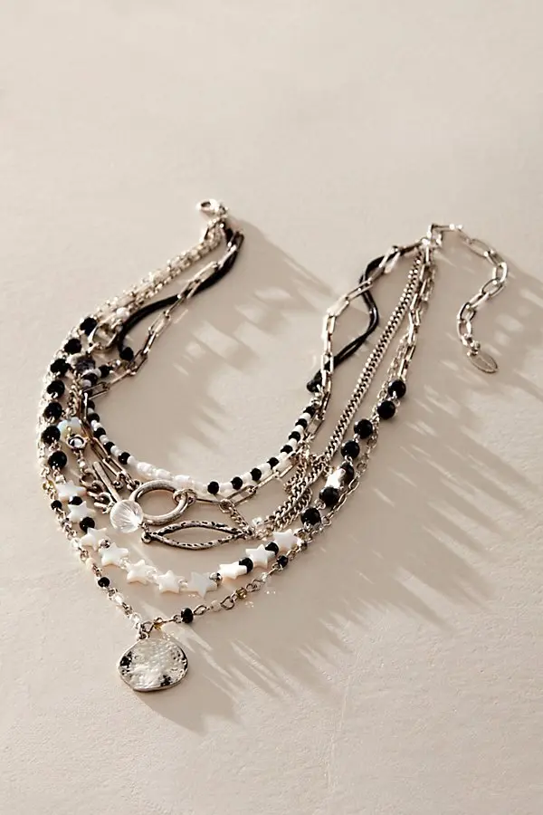 Free People Starry Layered Necklace - B/w