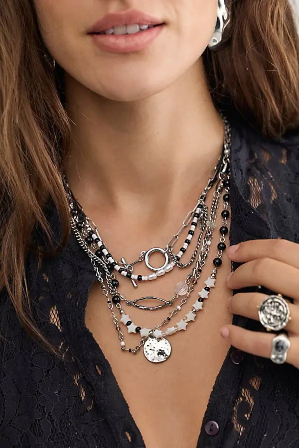 Free People Starry Layer Necklace - B/w